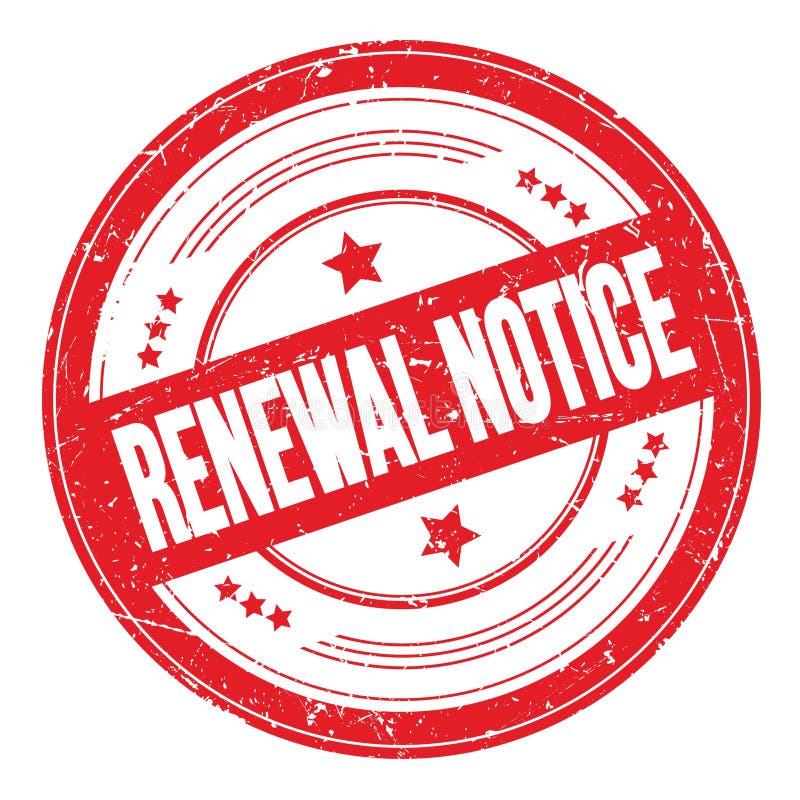 RENEWAL NOTICE Text on Red Round Grungy Stamp Stock Illustration ...