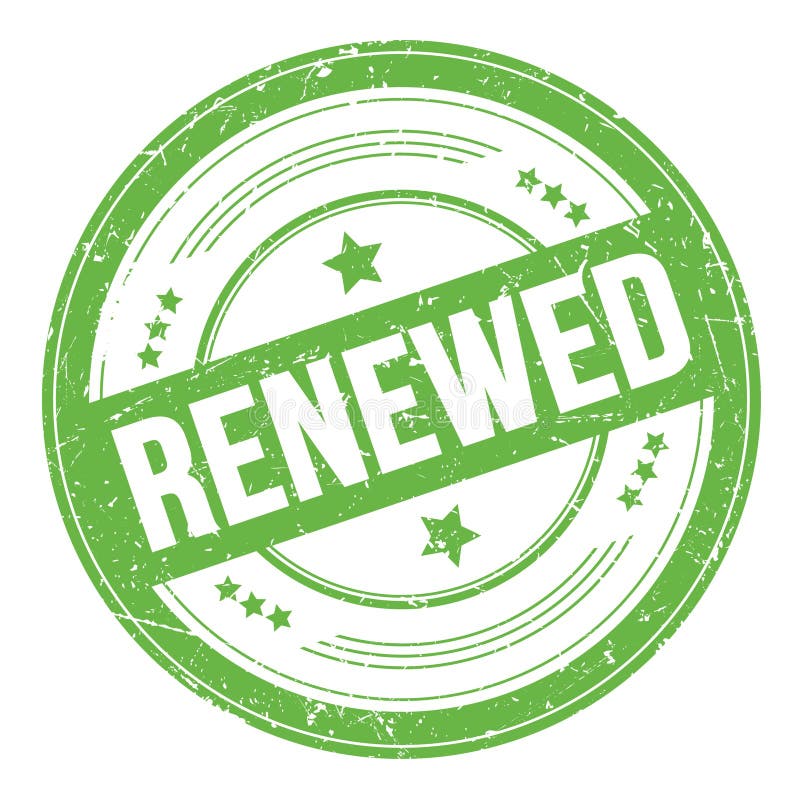 RENEWED Text on Green Round Grungy Stamp Stock Illustration ...