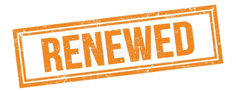 RENEWED Text on Orange Grungy Vintage Stamp Stock Illustration ...