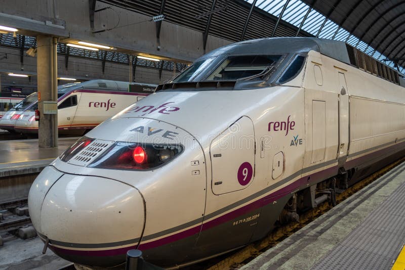 Renfe High Speed Passanger Train at Sevilla Station in Spain Editorial ...