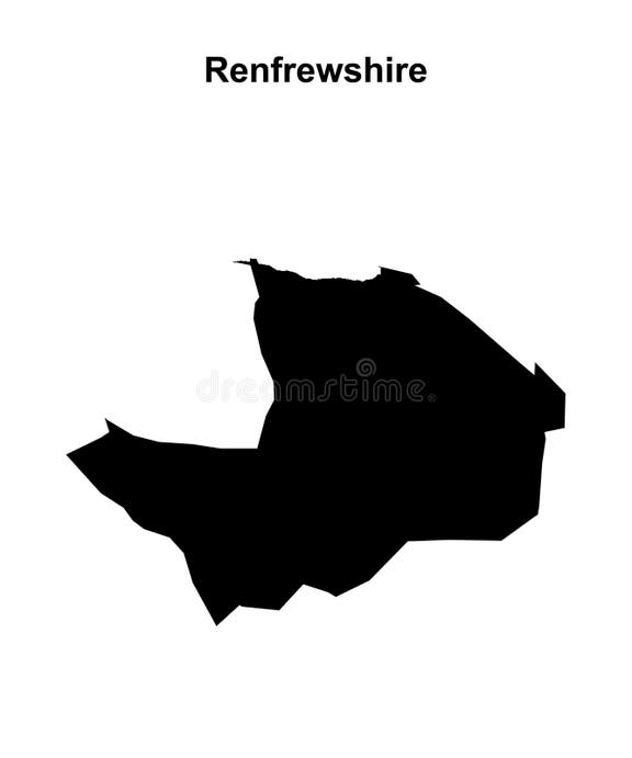 Renfrewshire outline map stock vector. Illustration of councils - 360654518