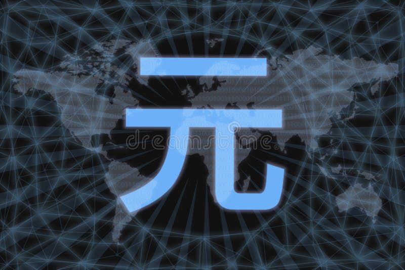 Renminbi CNY Abstract Cryptocurrency. with a Dark Background and a ...