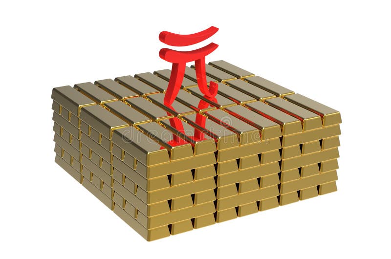Renminbi on gold stock illustration. Illustration of renminbi - 21861375