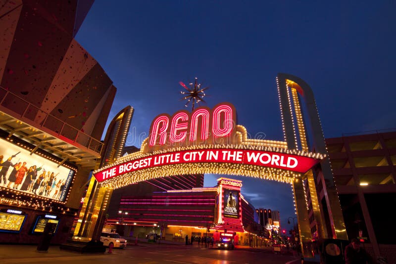Reno Arch at Night editorial photo. Image of casino, entertainment ...