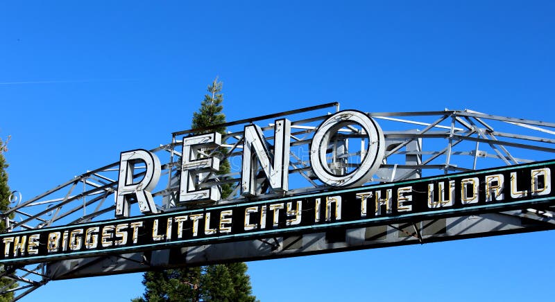 Reno Arch at Night editorial stock image. Image of lights - 11557979