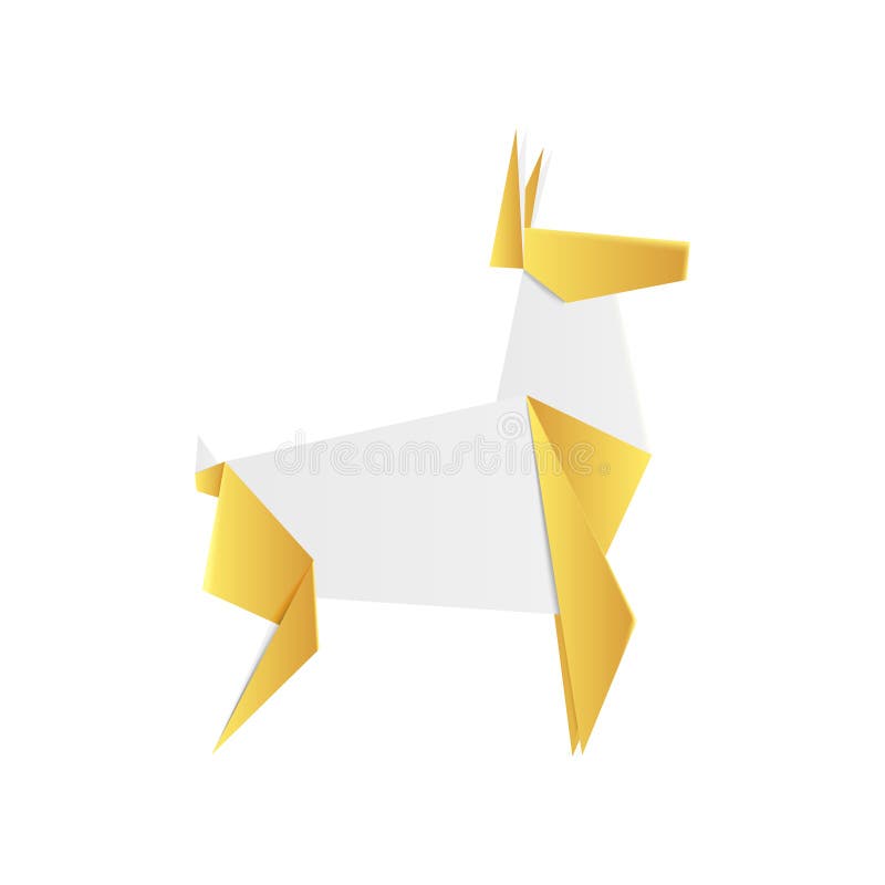 Reno De Origami Dorado Hecho De Papel Dorado Ilustración del Vector ...