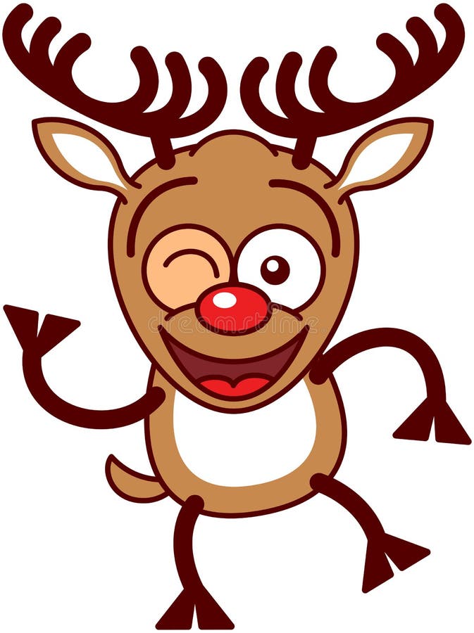 Reno Agradable De Navidad Que Hace Caras Divertidas Ilustración del ...