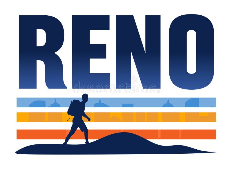 Reno Nevada with Beautiful Landscape Silhouette Stock Vector ...