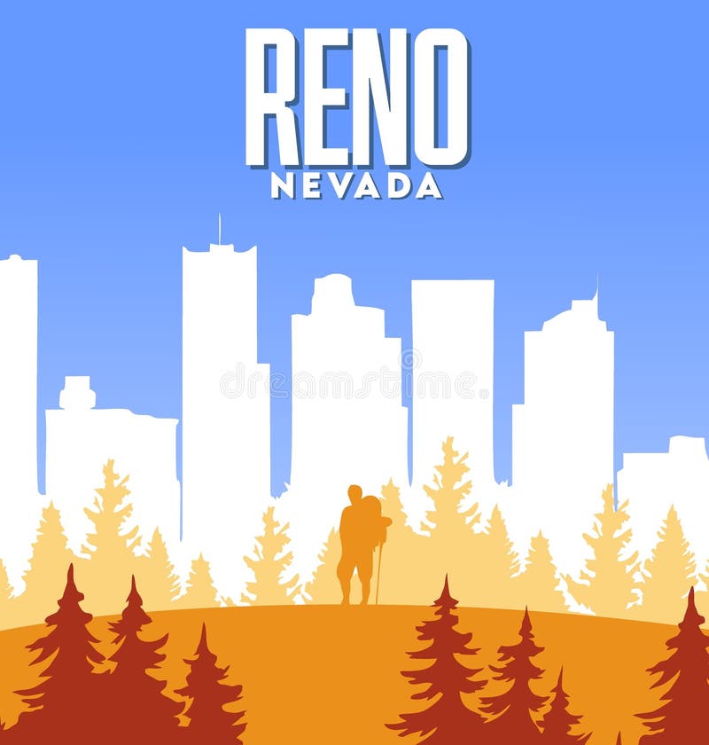 Reno Nevada with Beautiful Sky Background Stock Vector - Illustration ...