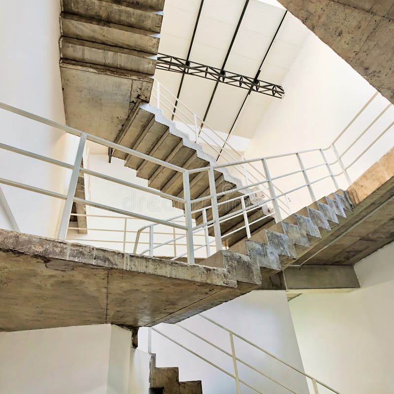 Renovated Former Industrial Space with Concrete Stairs Stock Image ...