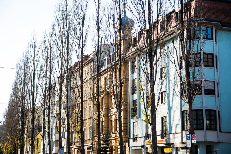 Renovated Old Building, between New Buildings Stock Image - Image of ...