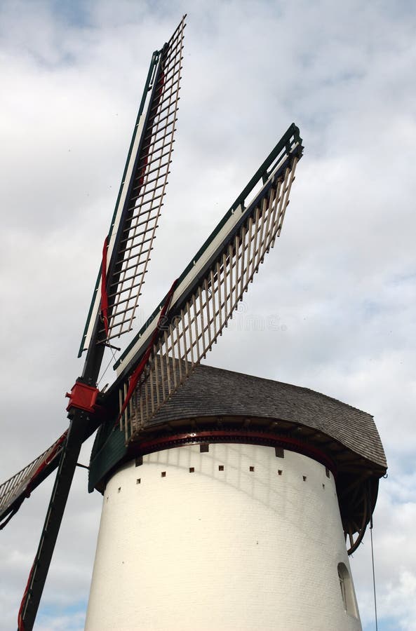 Renovated Old White Windmill Stock Image - Image of aarschot, outside ...