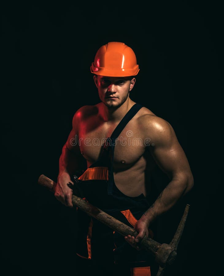 We Renovating, Under Construction. Construction Worker. Muscular Man ...