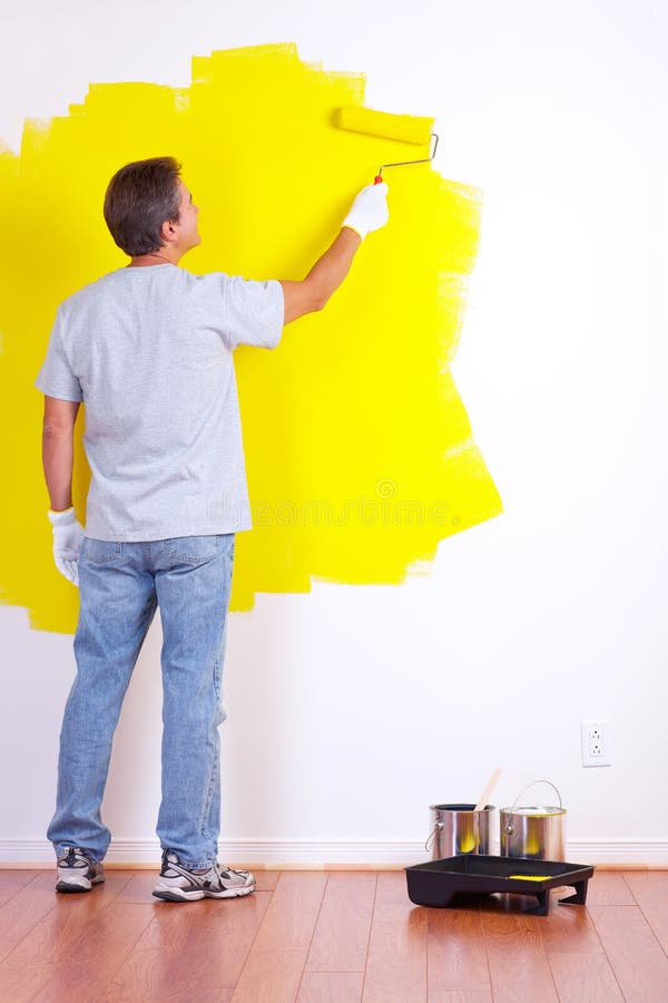 Man and Woman Painting stock photo. Image of paint, home - 3966348