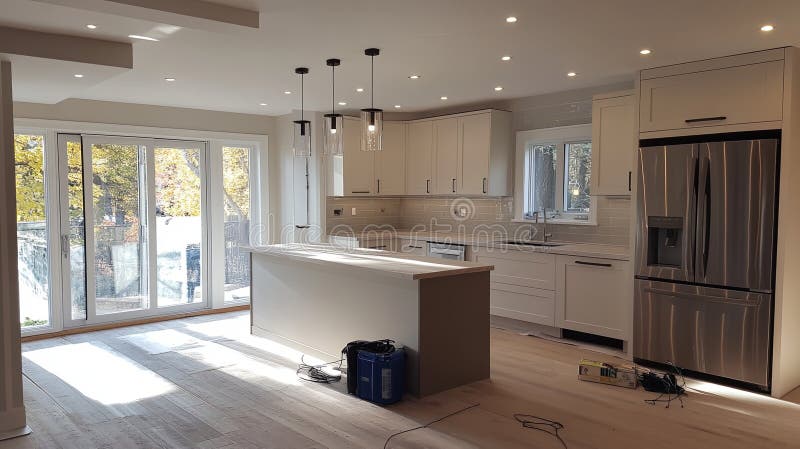 Renovation Ad Showing Sleek Modern Kitchen Installation Progress ...