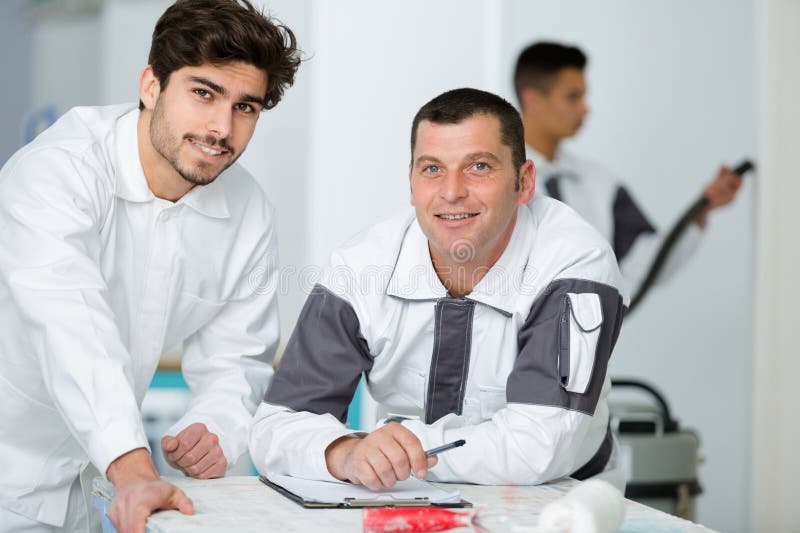 Renovation Apprentice Posing and Smiling with Teacher Stock Image ...