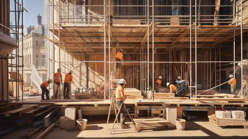 Renovation building side stock illustration. Illustration of ...