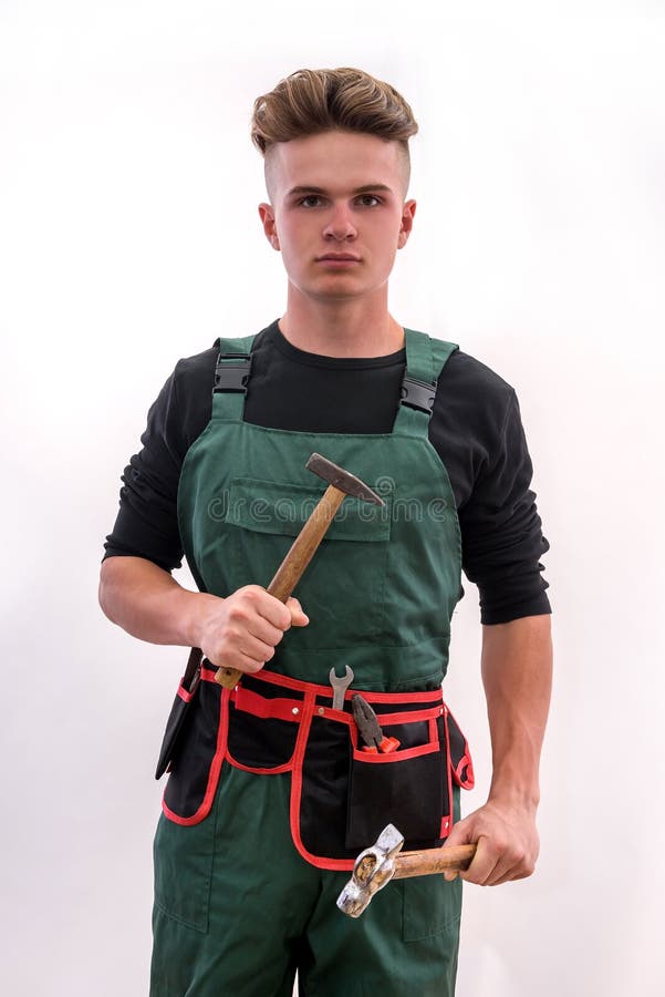 Renovation Concept. Young Man with Tools Isolated on White Background ...