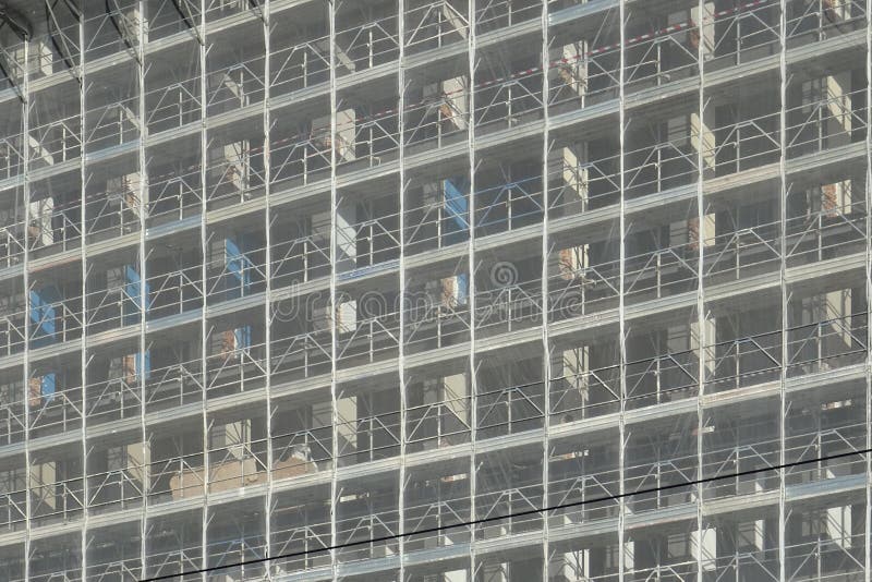 Renovation of the External Facade of a Building, Metal Scaffolding with ...