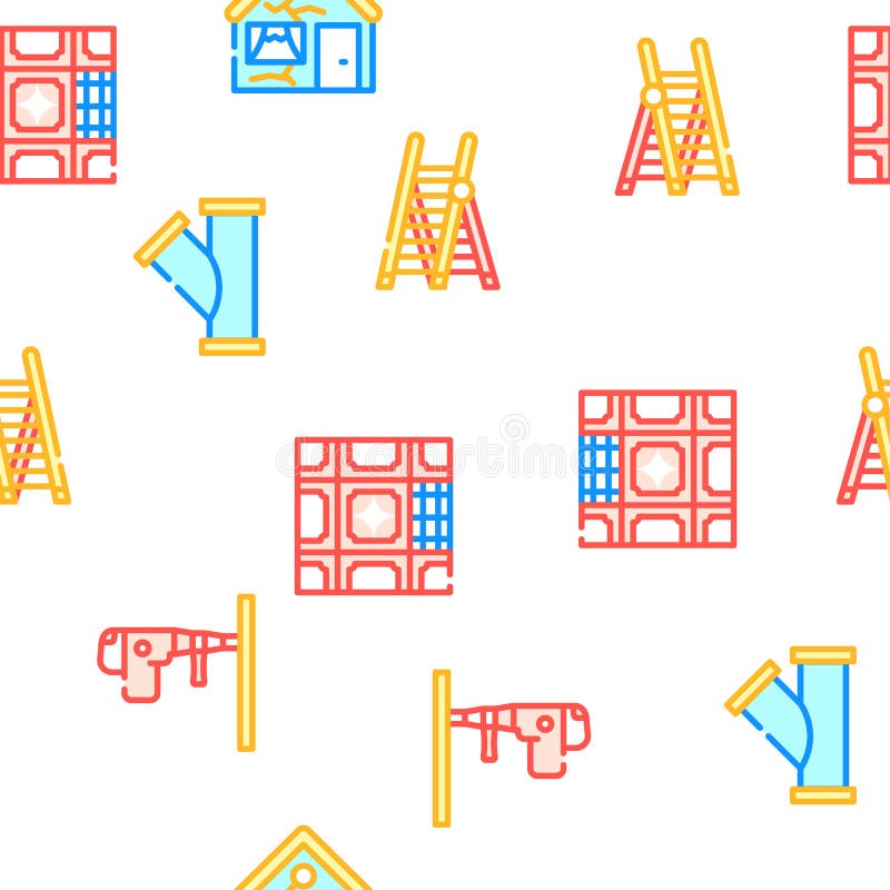 Renovation Home Repair Vector Seamless Pattern Stock Illustration ...
