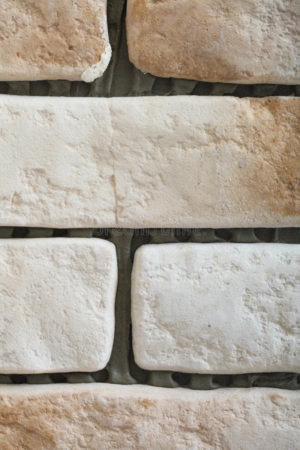 Renovation at Home Decorate Wall Clinker Brick Tile Glue Stock Image ...