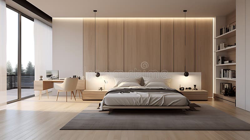 Renovation Interior in 3D Render, Spacious Bedroom with Minimalist ...