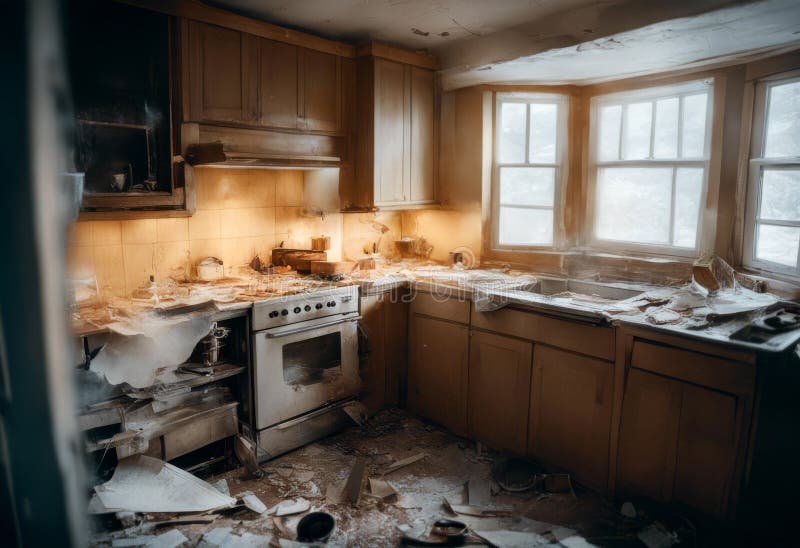 Renovation mess kitchen stock illustration. Illustration of generated ...