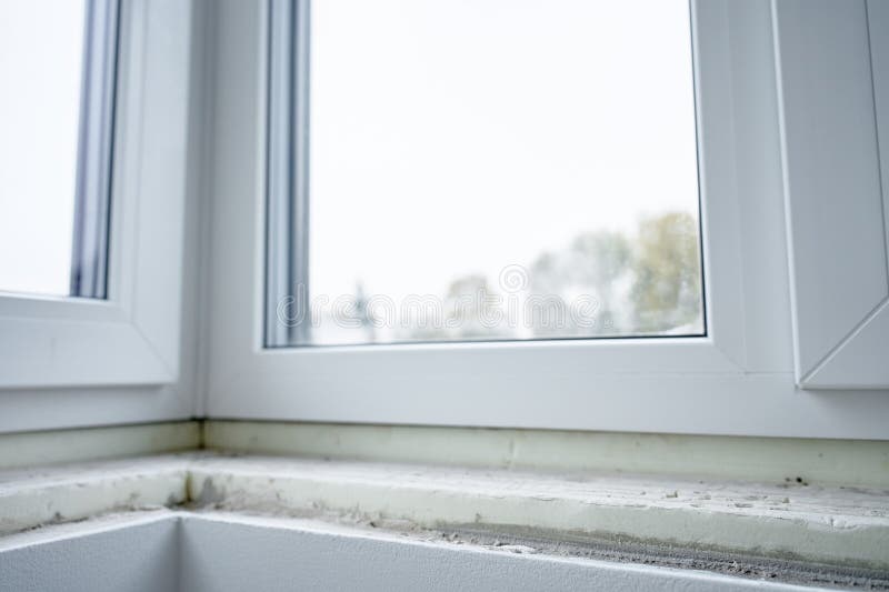 Renovation in New Apartment. Installing Sill in PVC Window Stock Image ...