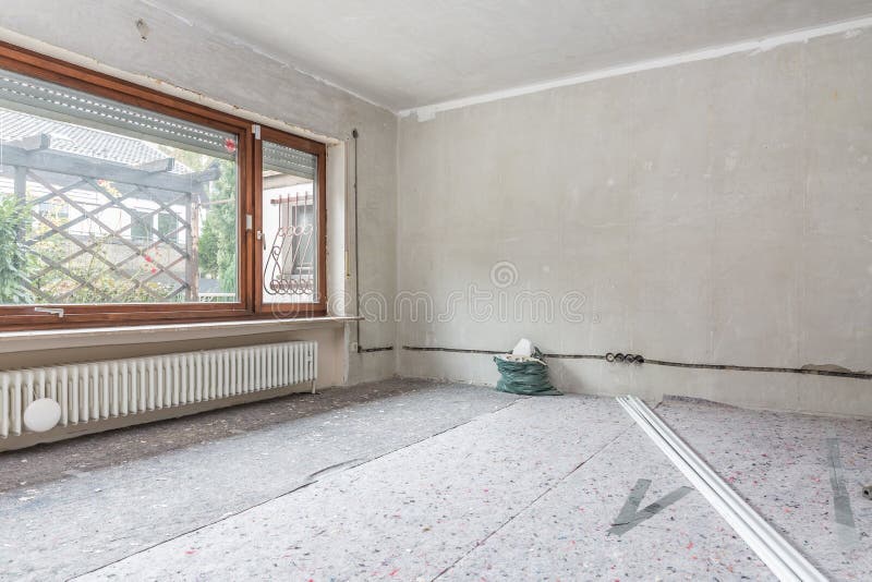 Renovation of Old House, Room Under Construction Stock Image - Image of ...