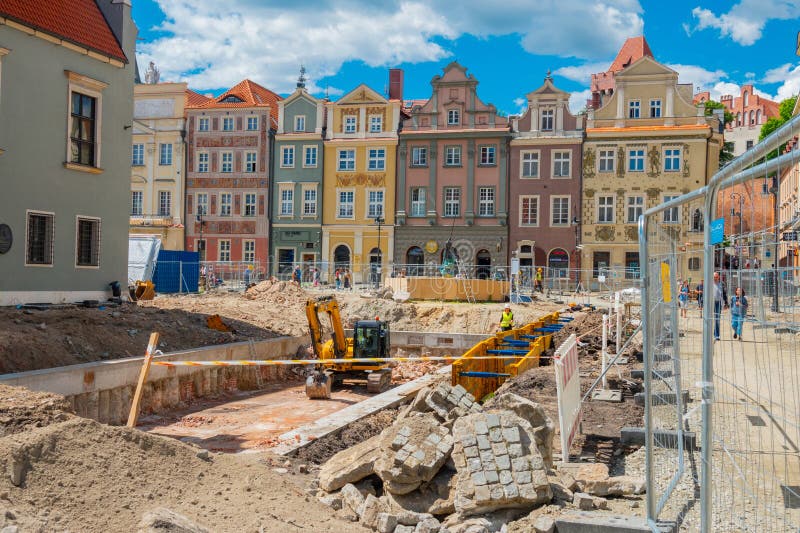Renovation of Old Market Square in Poznan. Poland Editorial Image ...