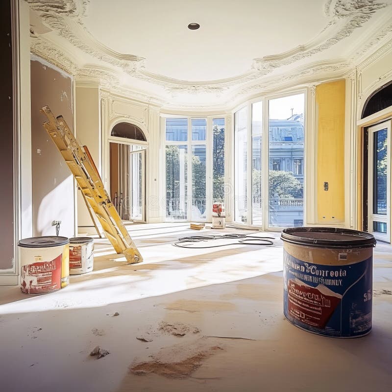 Renovation in Progress Spacious Apartment with Construction Materials ...