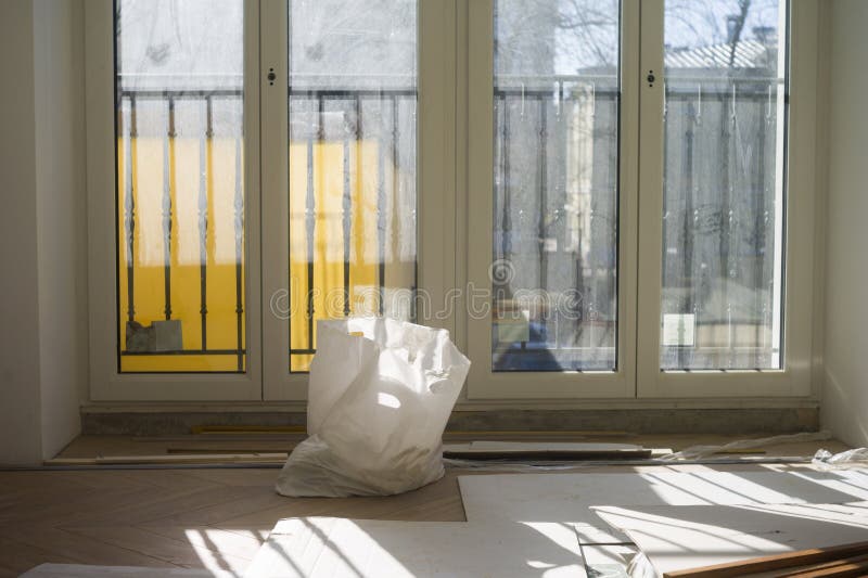 Renovation in a room stock photo. Image of architecture - 173725604