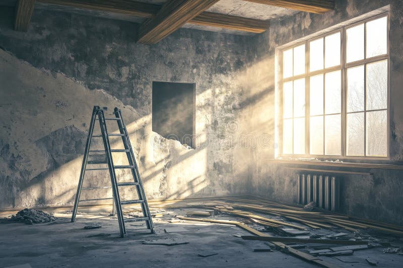 Renovation Scene Interior Space Undergoing Construction with Exposed ...