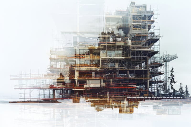 Renovation Underway: a Large Building with Scaffolding, Architectural ...