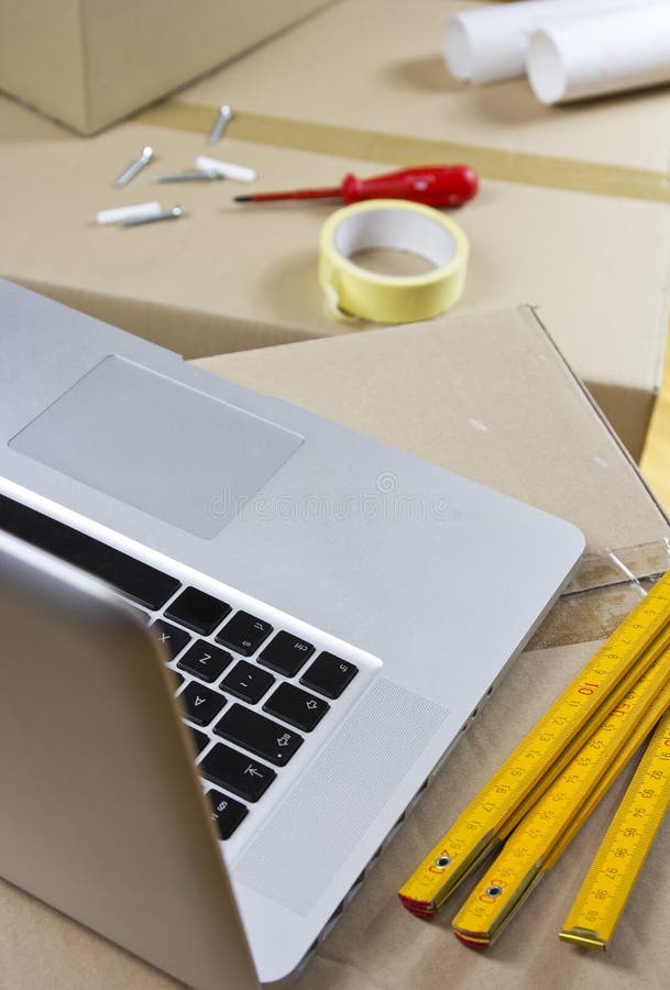 Renovation using laptop stock photo. Image of design - 27216460