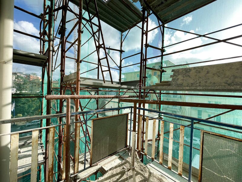 Renovation Work on Building Stock Photo - Image of industry, metal ...