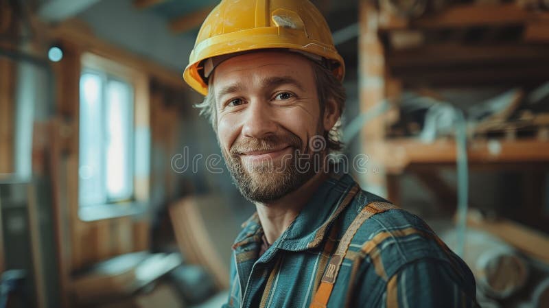 Renovation Worker Smiling during House Renovation Project in a Cozy ...