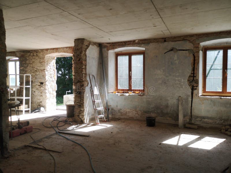 Renovation Works in a House Stock Image - Image of structure ...