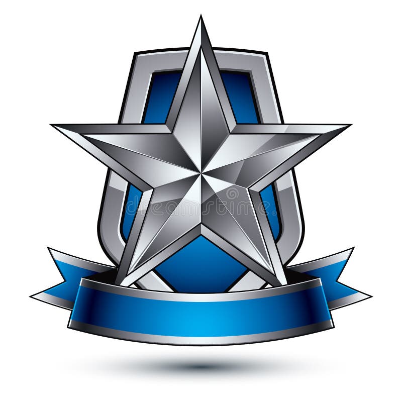 Renown Vector Silver Star with Wavy Ribbon Stock Vector - Illustration ...