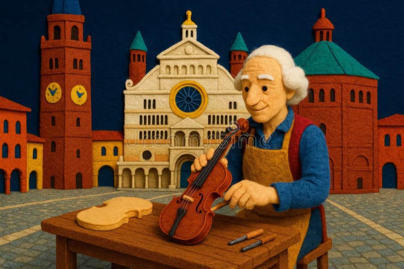 Luthier Antonio Stradivari Carefully Assembling a Violin in a Workshop ...