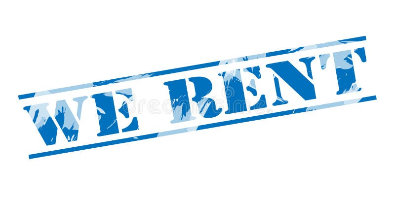 We rent blue stamp stock illustration. Illustration of white - 98292946