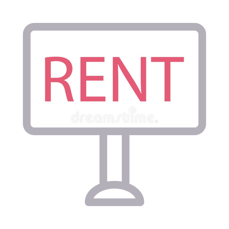 Rent Board Sign Isometric Icon. 3d Line Art Technical Drawing. Editable ...