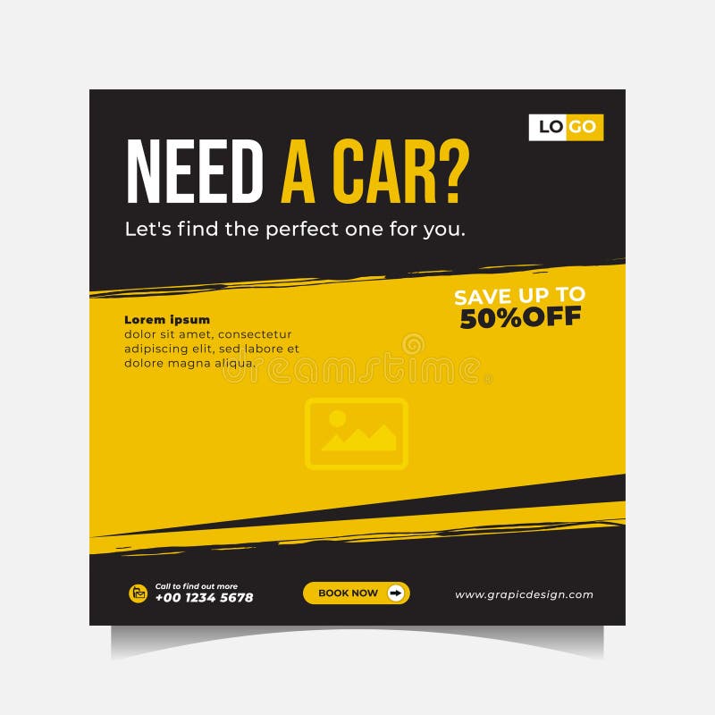 Rent a Car Banner for Social Media Post Template Stock Vector ...