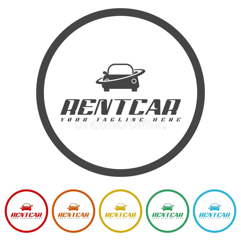 Rent Car Logo. Set Icons in Color Circle Buttons Stock Vector ...