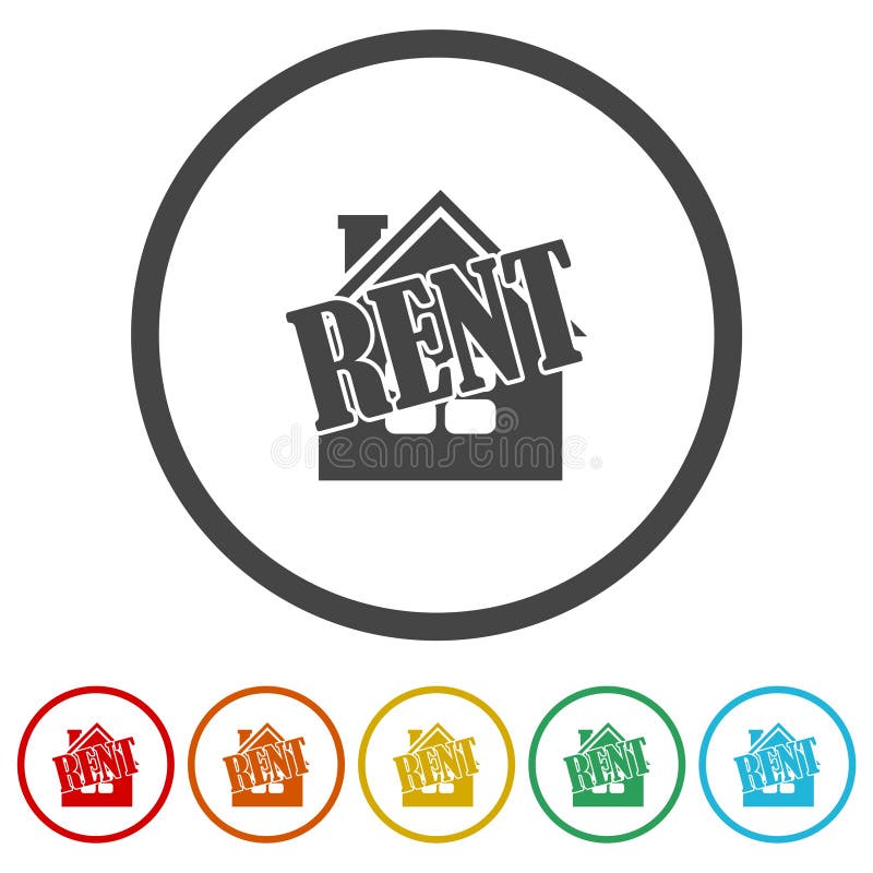 Rent House Logo. Set Icons in Color Circle Buttons Stock Vector ...