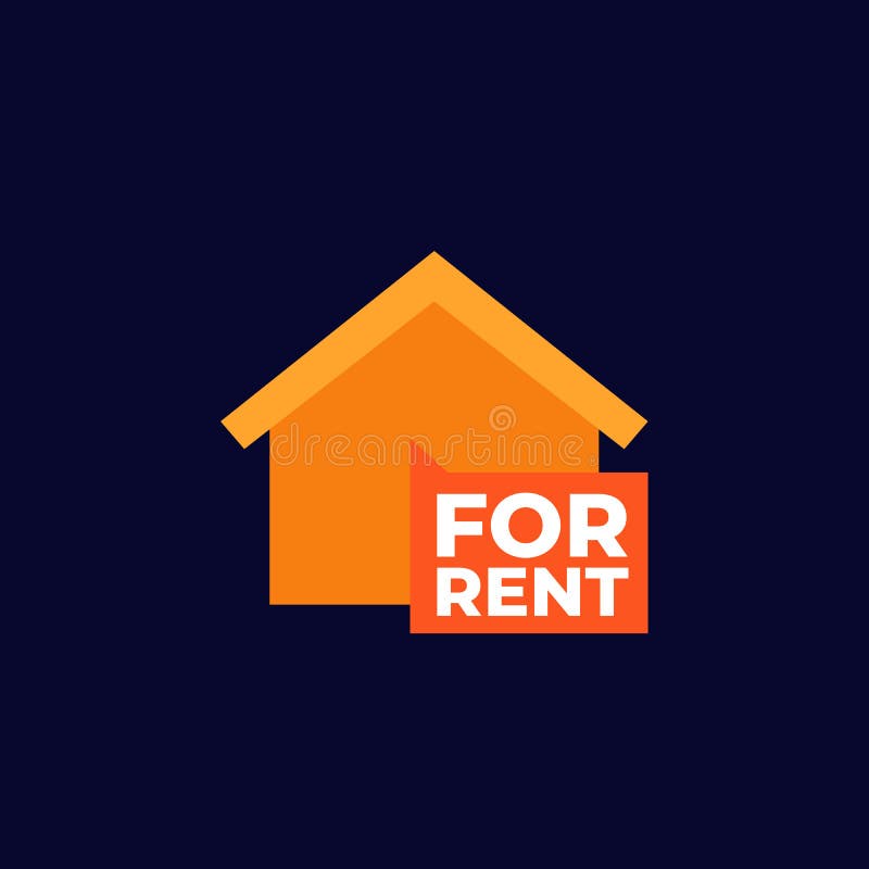 For Rent Icon with House, Flat Vector Stock Vector - Illustration of ...