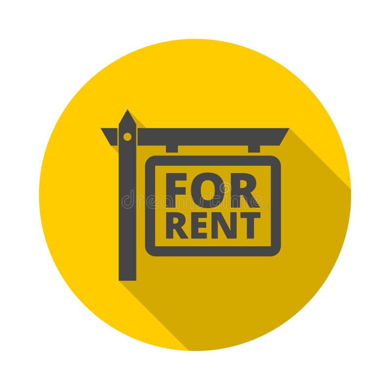 For Rent Icon with Long Shadow Stock Vector - Illustration of object ...