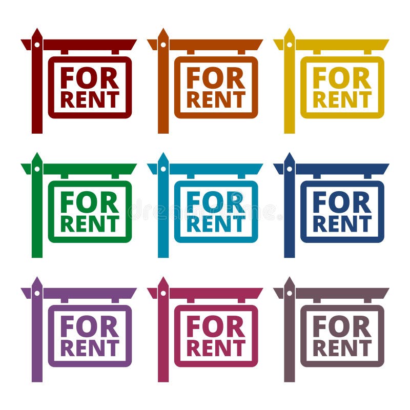 For Rent Icons set stock vector. Illustration of business - 121703005