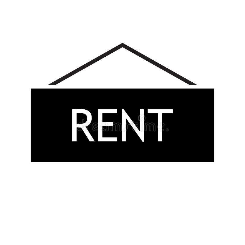 Rent Label Icon. White Rent Text. Bold Rectangle Vector. Hanging Board ...