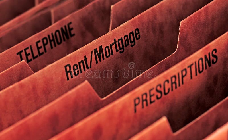 Rent or mortgage file stock photo. Image of owed, manila - 7918324